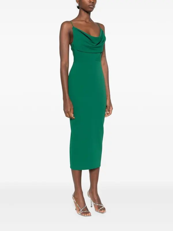 Alex Perry Draped Crepe Midi Dress In Green - 67% Off | Editorialist