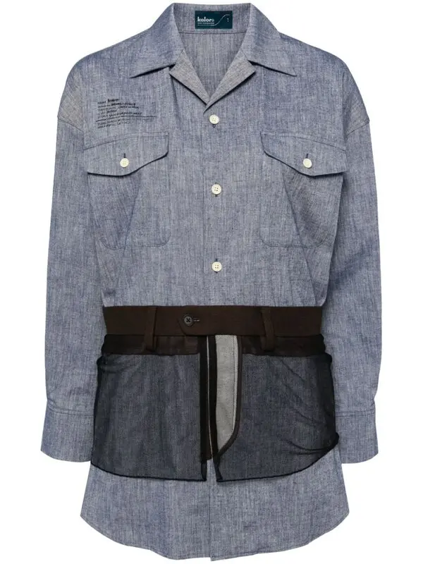 Kolor Tulle-embellished Chambray Shirt