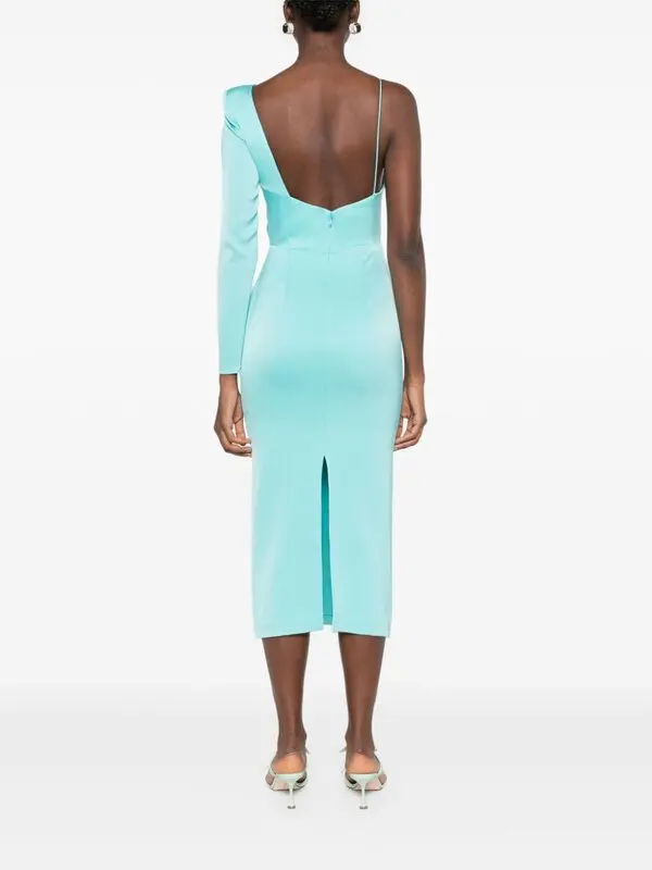 Alex Perry Asymmetric Satin Midi Dress In Blue - 70% Off | Editorialist