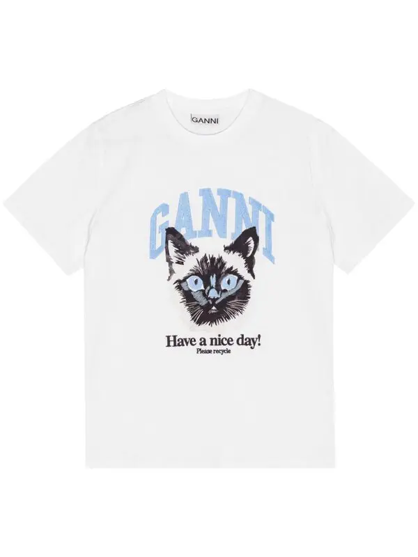 GANNI Graphic-print T-shirt - White