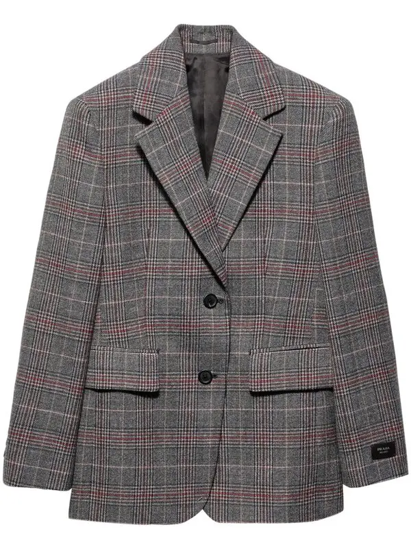 Prada Prince Of Wales Checked Wool Blazer - Brown