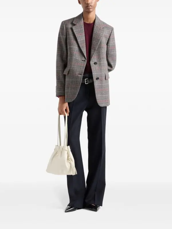 Prada Prince Of Wales Checked Wool Blazer - Brown