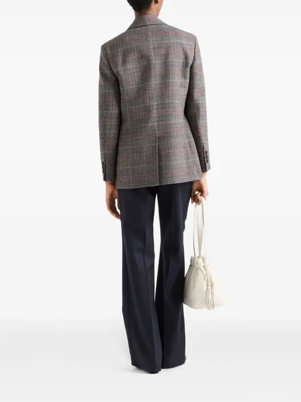 Prada Prince Of Wales Checked Wool Blazer - Brown
