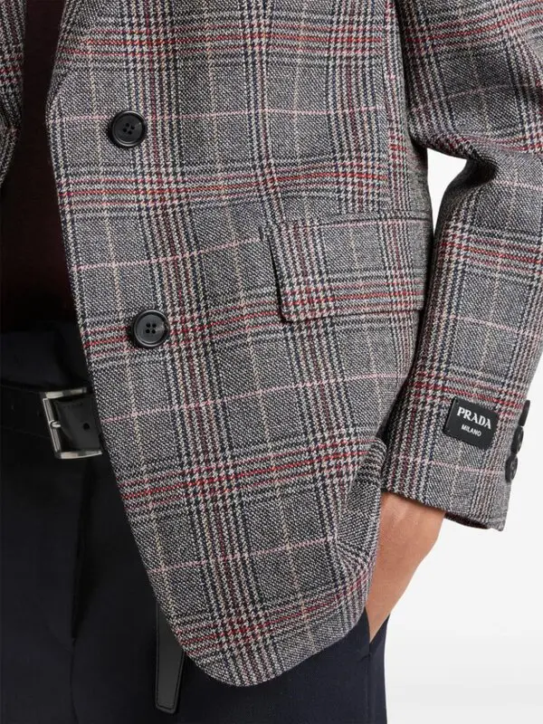 Prada Prince Of Wales Checked Wool Blazer - Brown