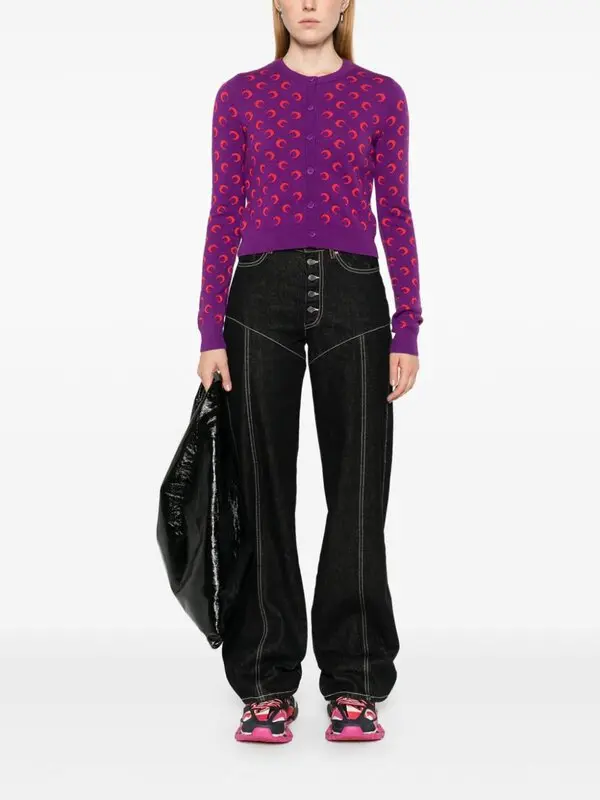 MARINE SERRE Crescent Moon Jacquard Cardigan