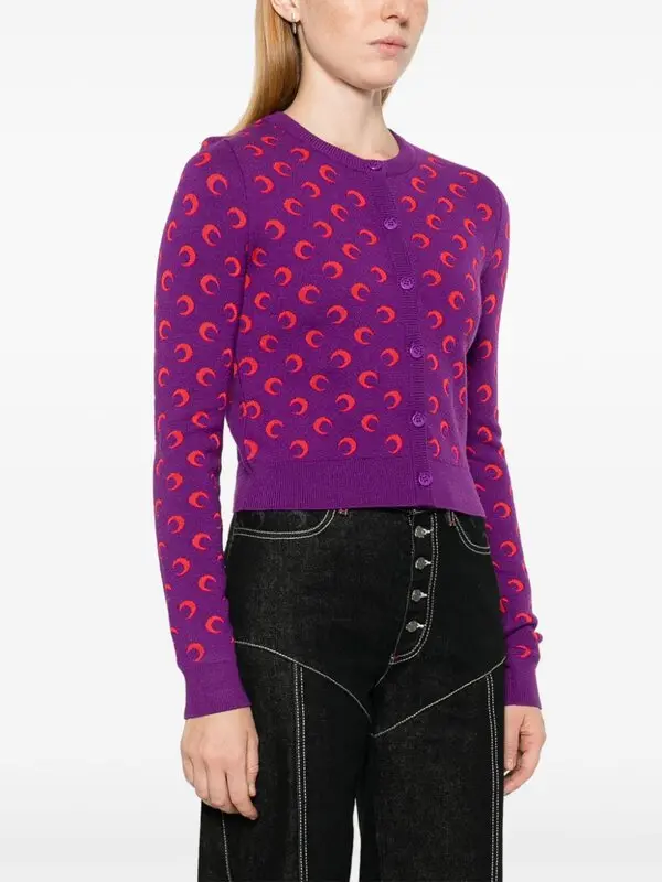 MARINE SERRE Crescent Moon Jacquard Cardigan