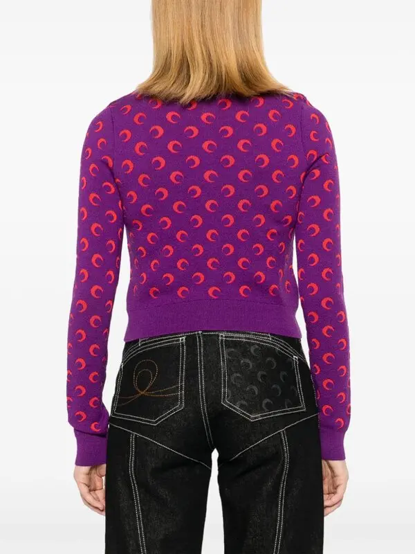 MARINE SERRE Crescent Moon Jacquard Cardigan