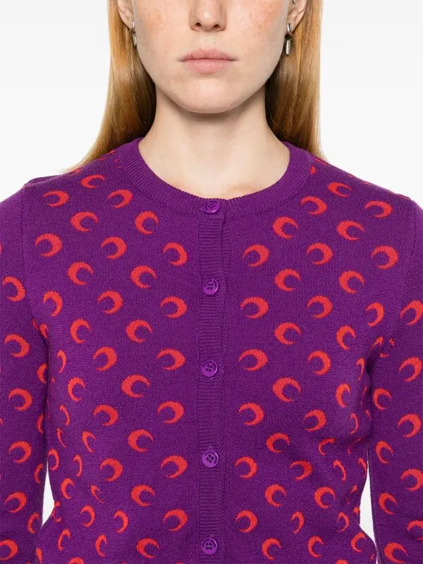 MARINE SERRE Crescent Moon Jacquard Cardigan