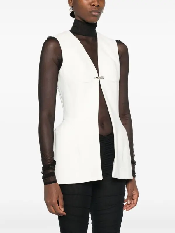 MUGLER Corseted Pierced Vest - White