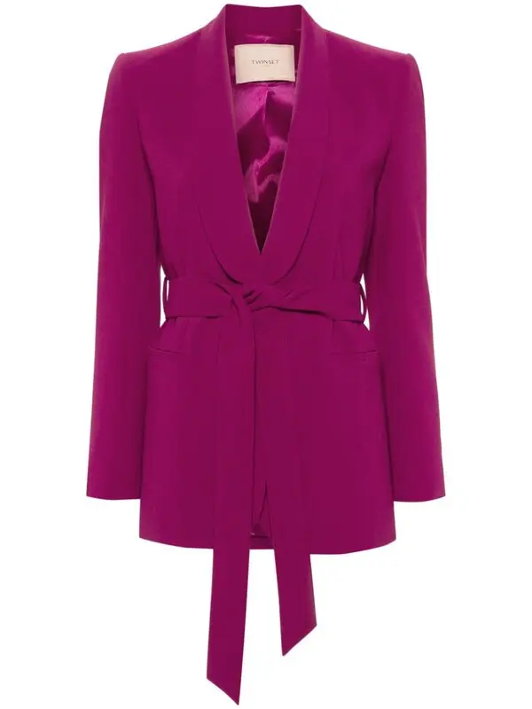 TWINSET Oval T-chain Belted Blazer - Pink