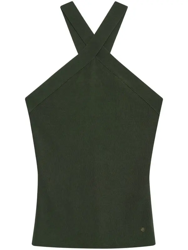 ANINE BING Brea Knitted Halter Top - Green