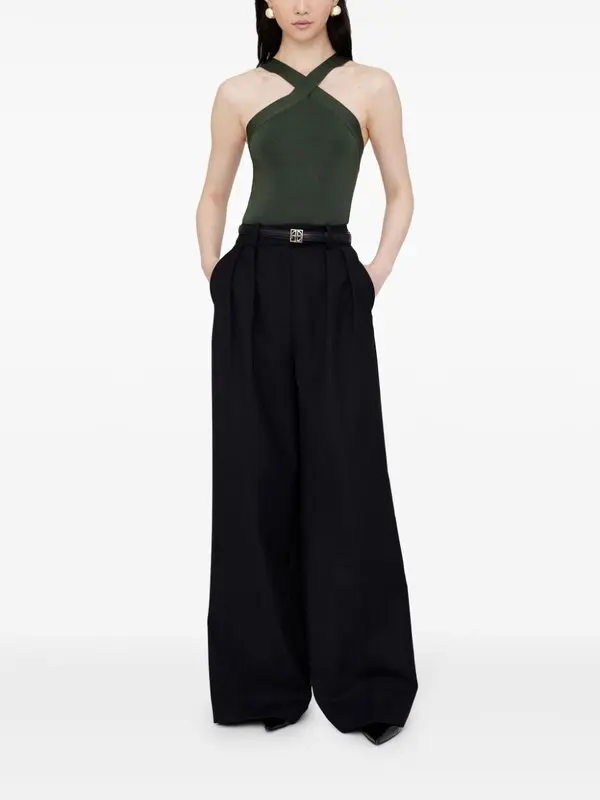 ANINE BING Brea Knitted Halter Top - Green