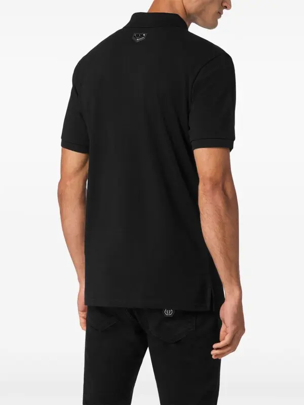 Philipp Plein Skull-embroidered Cotton Polo Shirt - Black