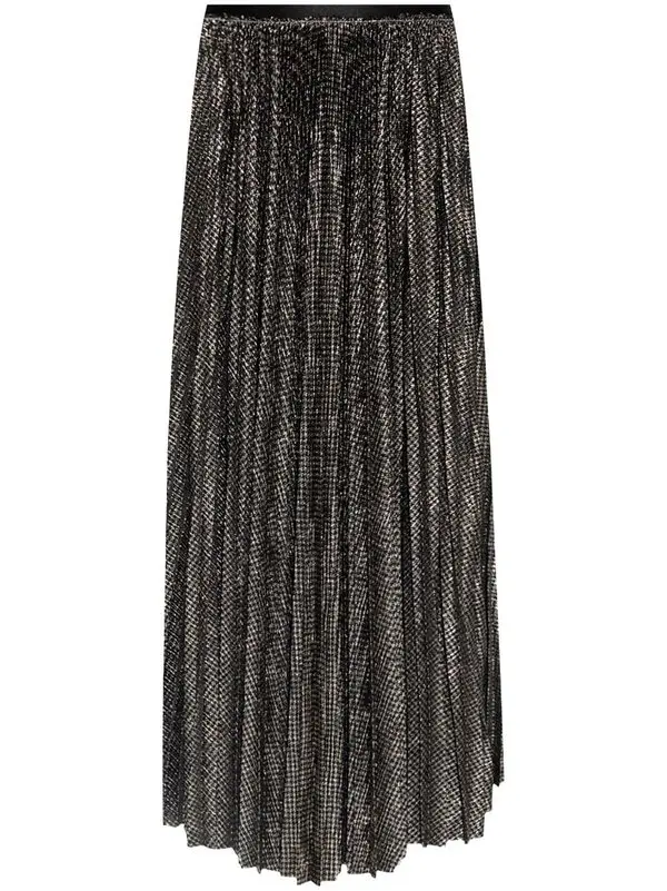 FORTE_FORTE Pleated Houndstooth-print Midi Skirt