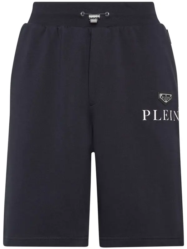 Philipp Plein Logo-plaque Cotton-blend Shorts - Blue