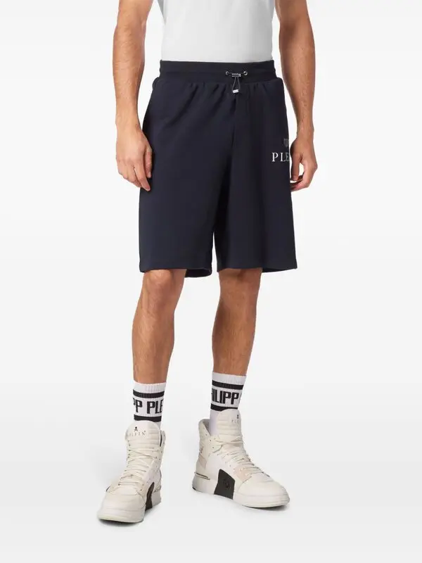 Philipp Plein Logo-plaque Cotton-blend Shorts - Blue