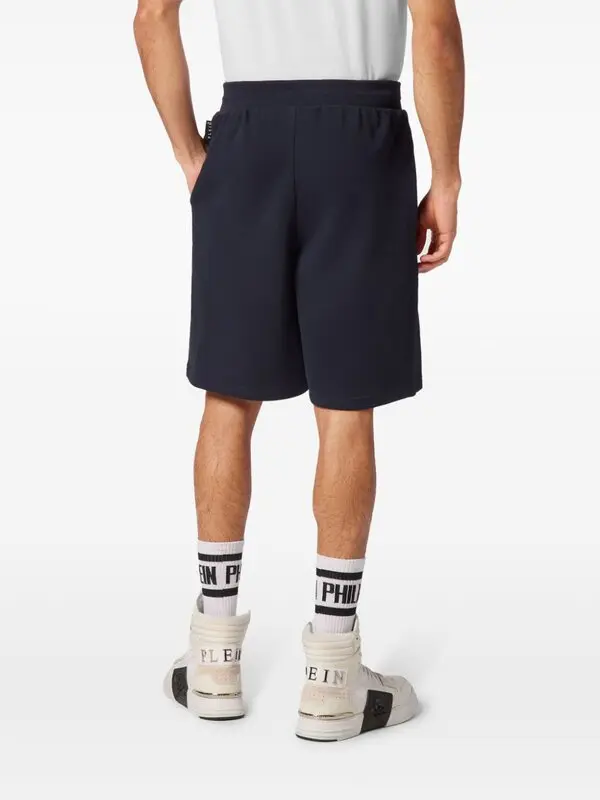 Philipp Plein Logo-plaque Cotton-blend Shorts - Blue