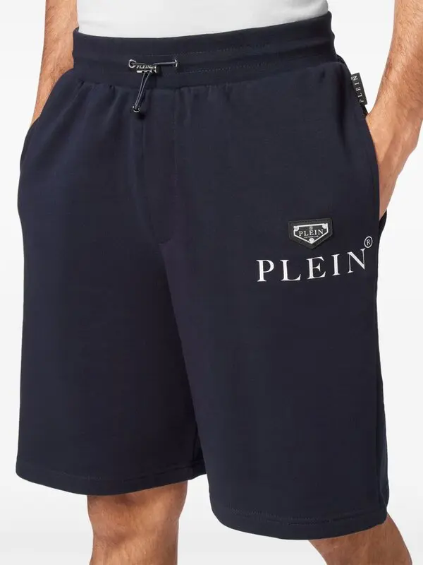 Philipp Plein Logo-plaque Cotton-blend Shorts - Blue