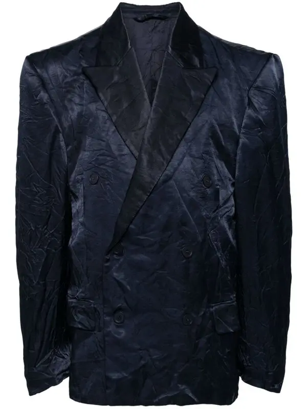 Balenciaga Crinkle-effect Double-breasted Blazer