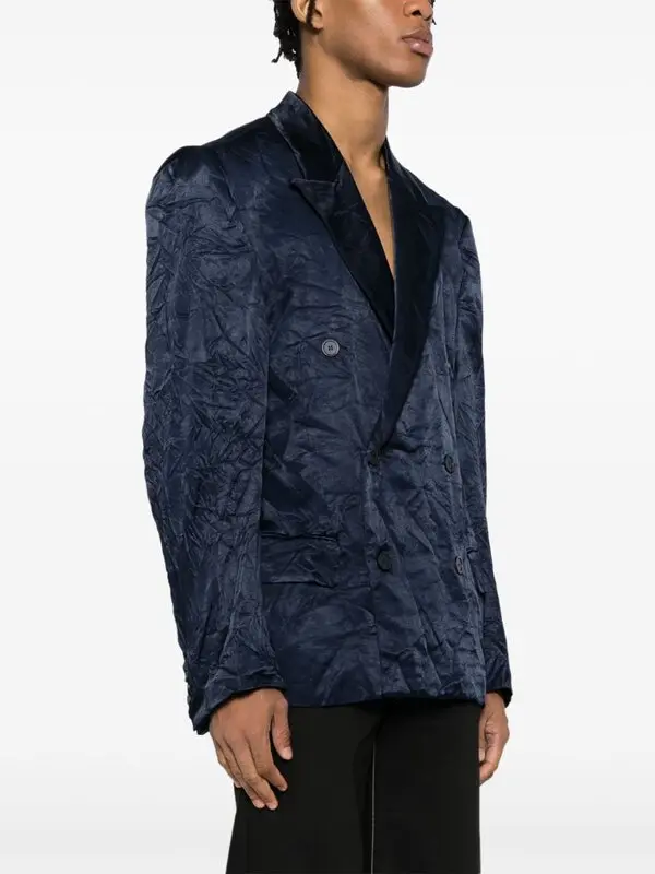 Balenciaga Crinkle-effect Double-breasted Blazer