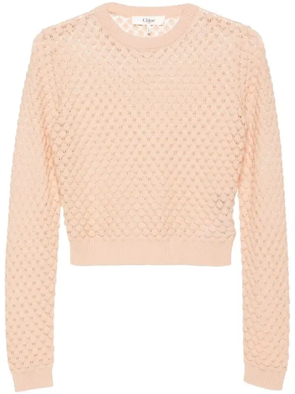 Chloé Cropped Pointelle-knit Jumper