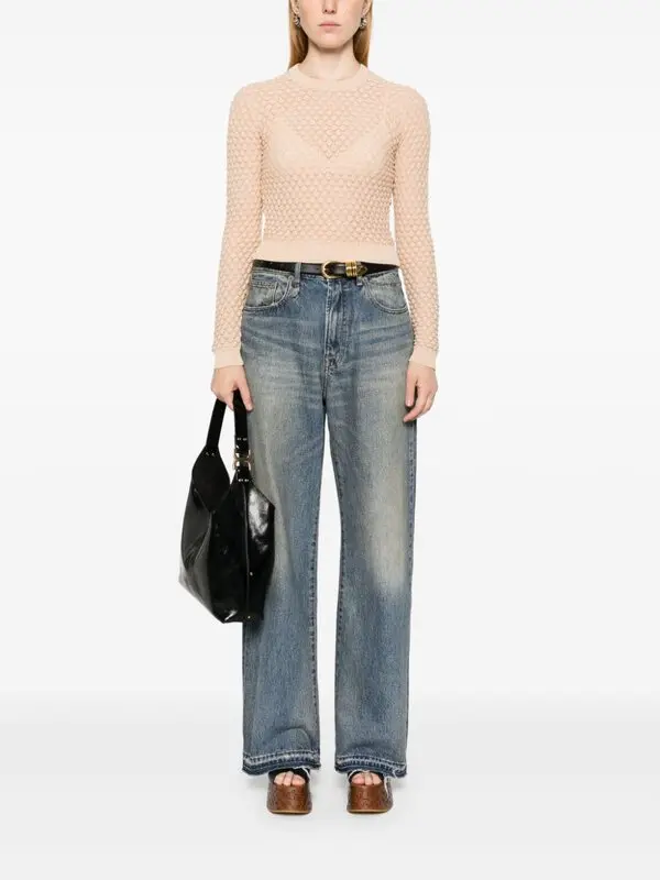 Chloé Cropped Pointelle-knit Jumper