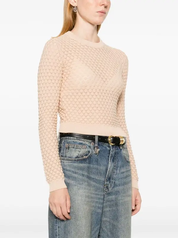 Chloé Cropped Pointelle-knit Jumper
