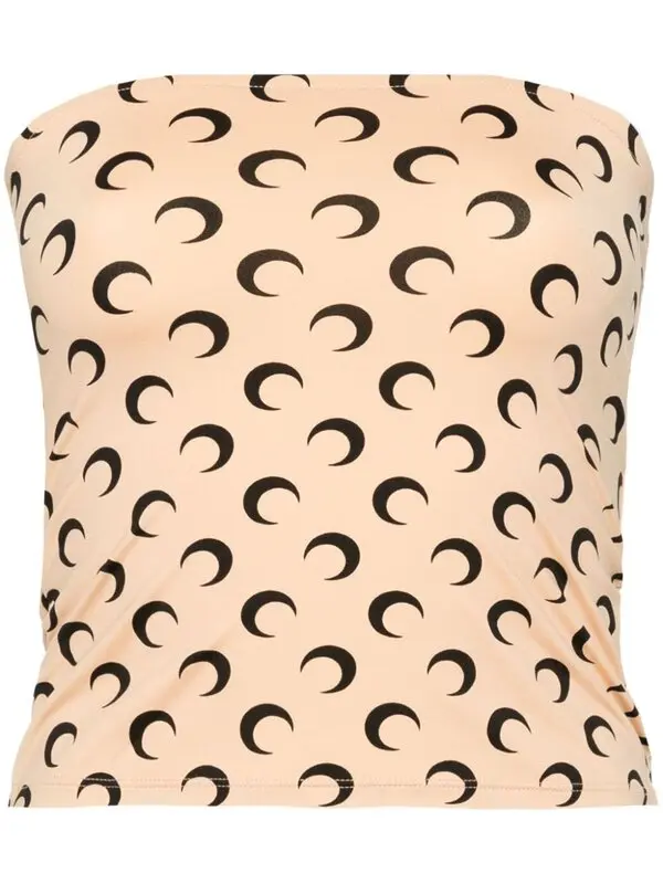 MARINE SERRE Moon-printed Tube Top - Neutrals