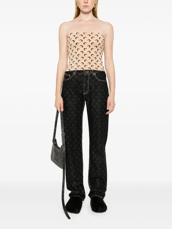 MARINE SERRE Moon-printed Tube Top - Neutrals