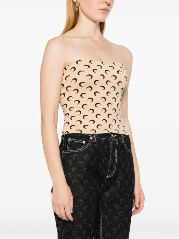 MARINE SERRE Moon-printed Tube Top - Neutrals