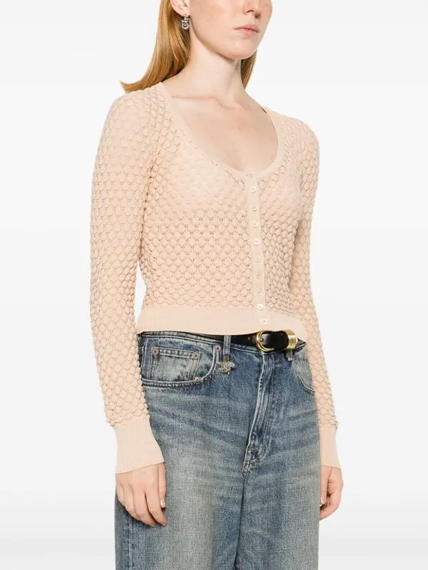 Chloé Cropped Pointelle-knit Cardigan