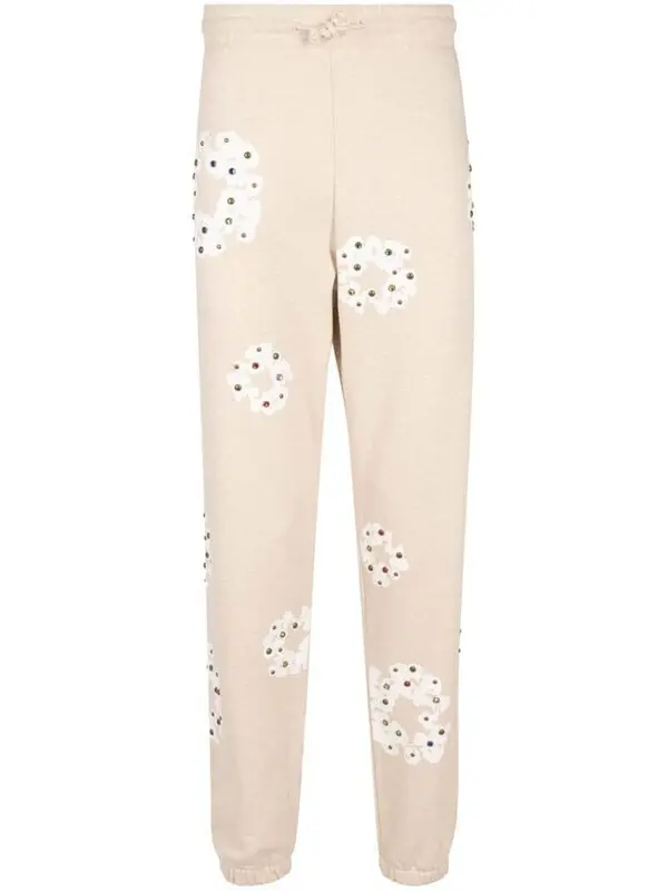 DENIM TEARS Rhinestone Embellished Track Pants - Neutrals