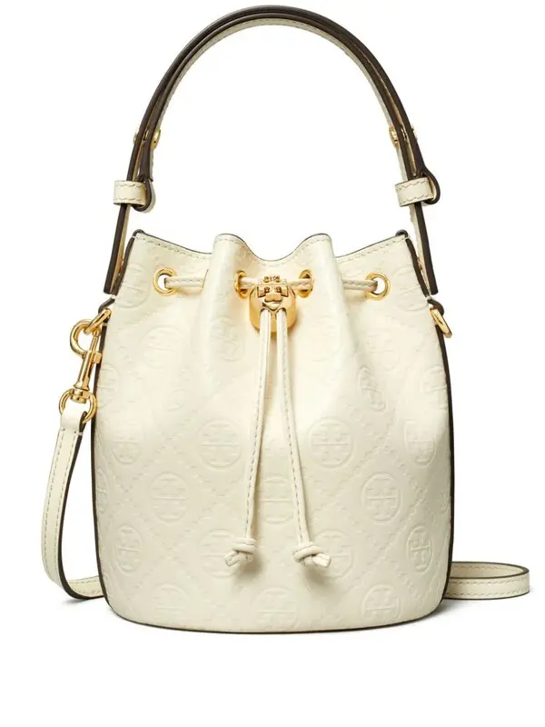 Tory Burch Mini T Monogram Bucket Bag - White