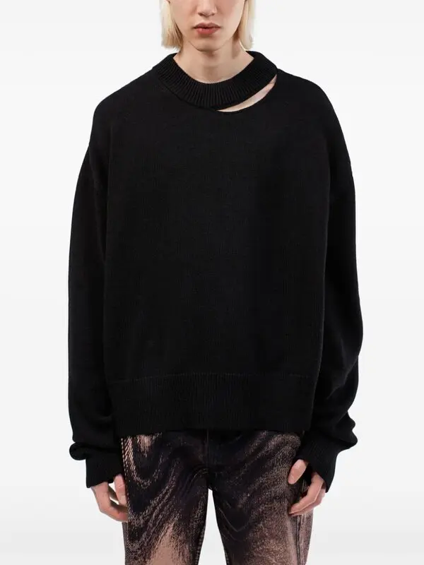 Camper Distressed Knit Sweater - Black