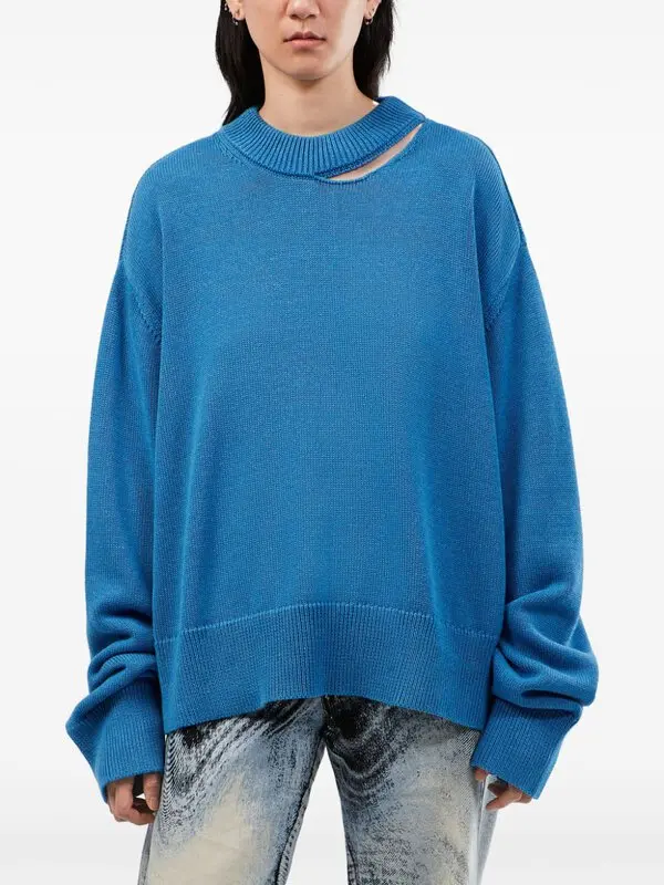 Camper Distressed Knit Sweater - Blue