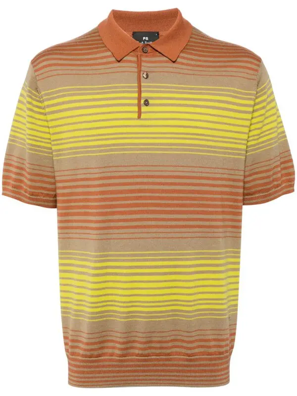 Paul Smith Striped Merino Wool Polo Shirt - Orange