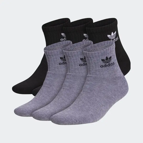 Adidas Trefoil Quarter Socks 6 Pairs - Medium Grey Heather