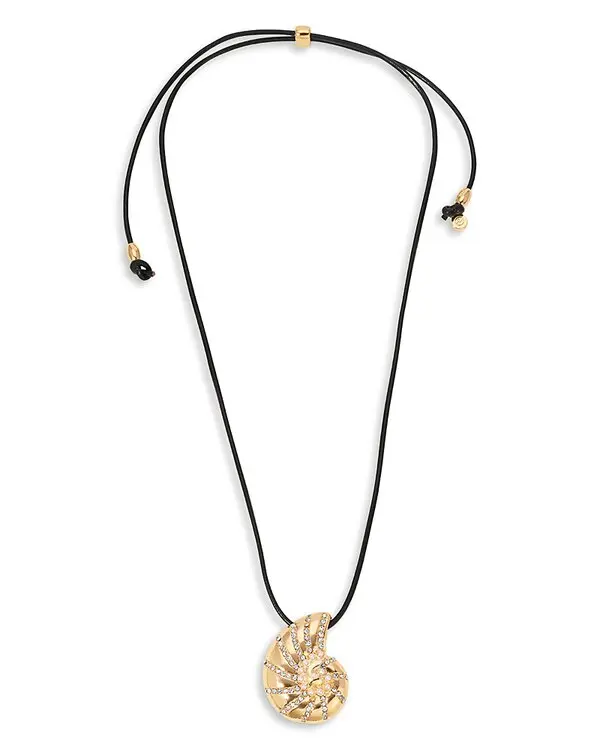 Ettika Pave And Imitation Pearl Swirled Shell Pendant Necklace - Gold/black