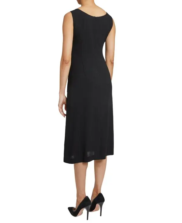 Santorelli A-line Sleeveless Dress In Wool Crepe With Button Detail