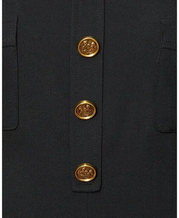 Santorelli A-line Sleeveless Dress In Wool Crepe With Button Detail