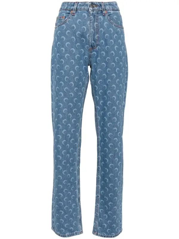 Marine Serre Moon Laser Loose Fit Jeans In Blue - 39% Off