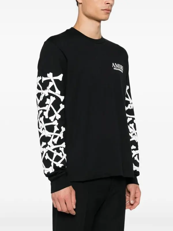 Amiri Bones Stacked Long Sleeve T-Shirt In Black | Editorialist