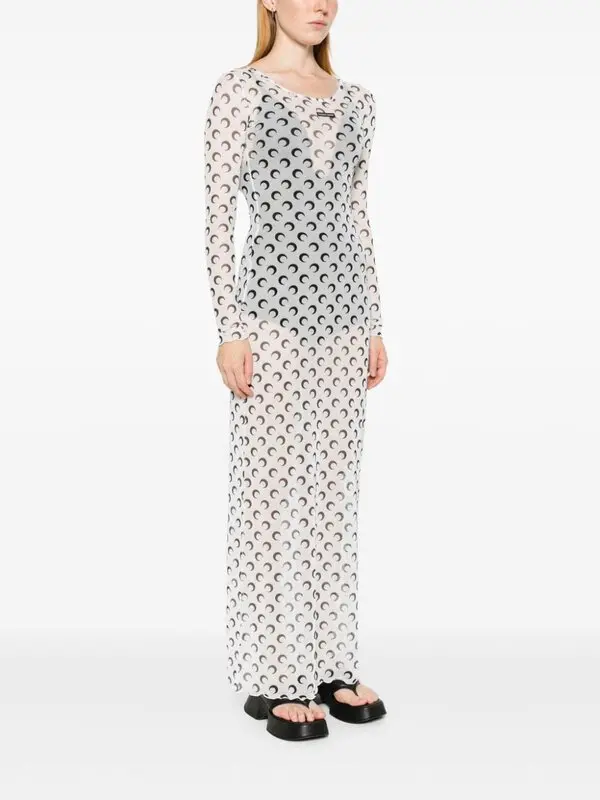 MARINE SERRE Moon-print Mesh Maxi Dress