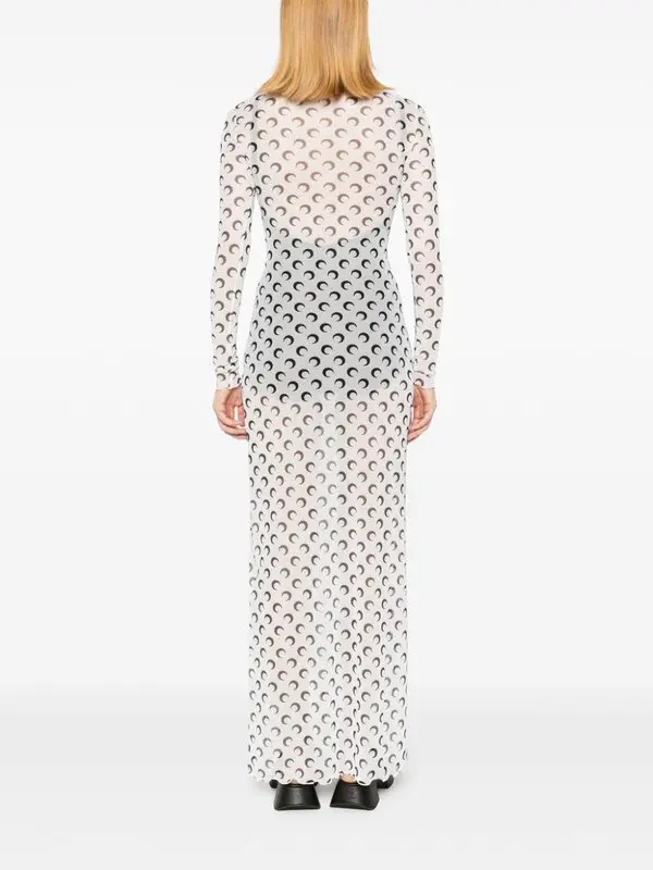 MARINE SERRE Moon-print Mesh Maxi Dress