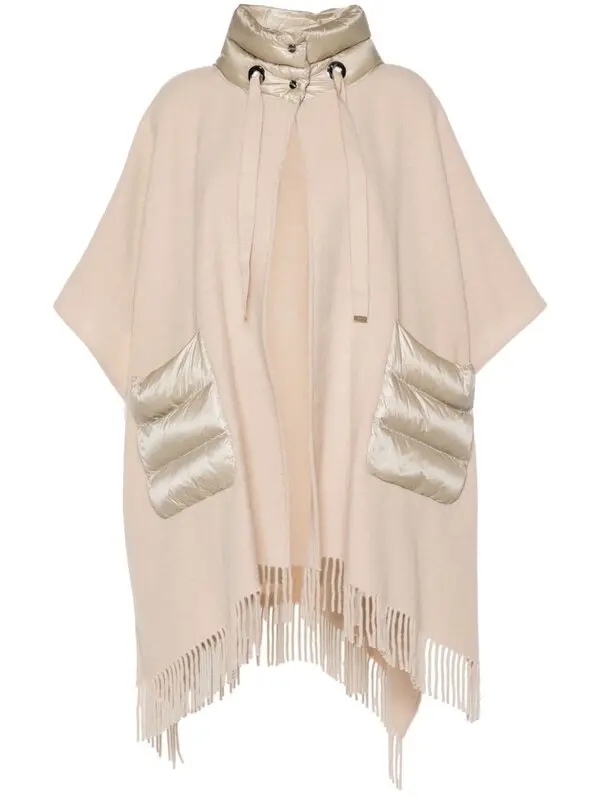 Herno Wool-cashmere Cape With Fringed Edge - Neutrals