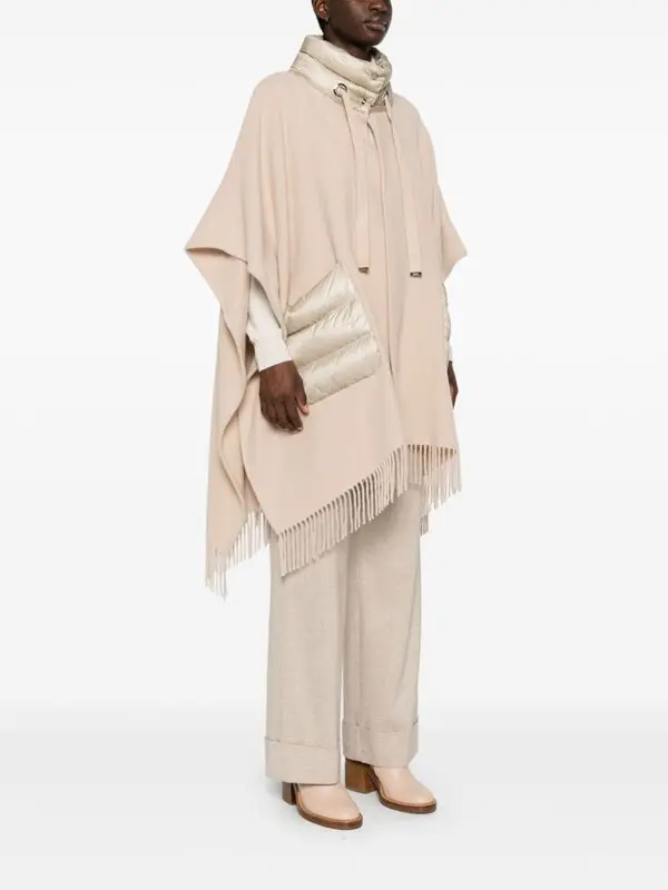 Herno Wool-cashmere Cape With Fringed Edge - Neutrals
