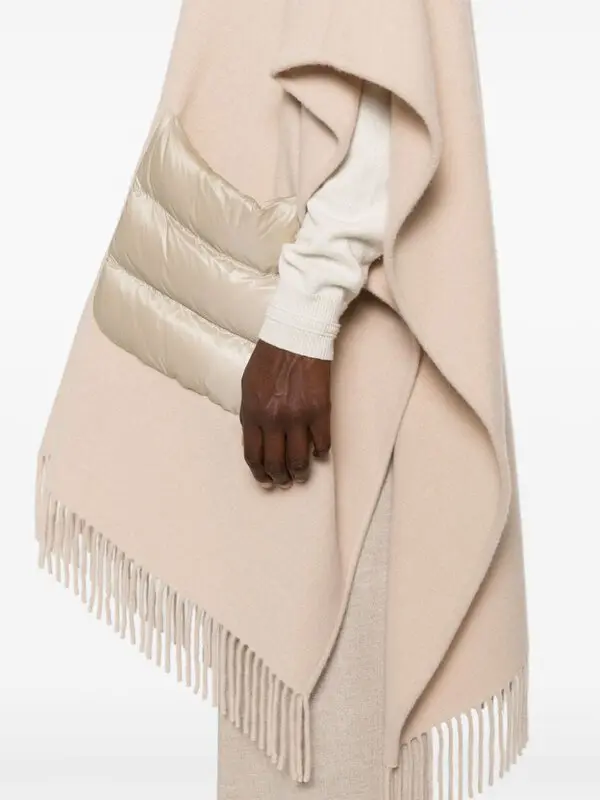 Herno Wool-cashmere Cape With Fringed Edge - Neutrals