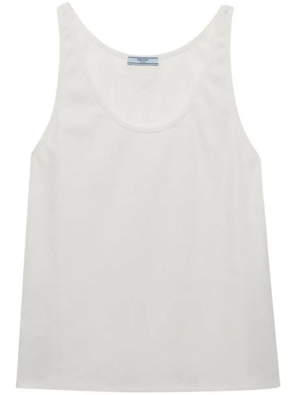 Prada Ribbed Knit Tank Top - Neutrals