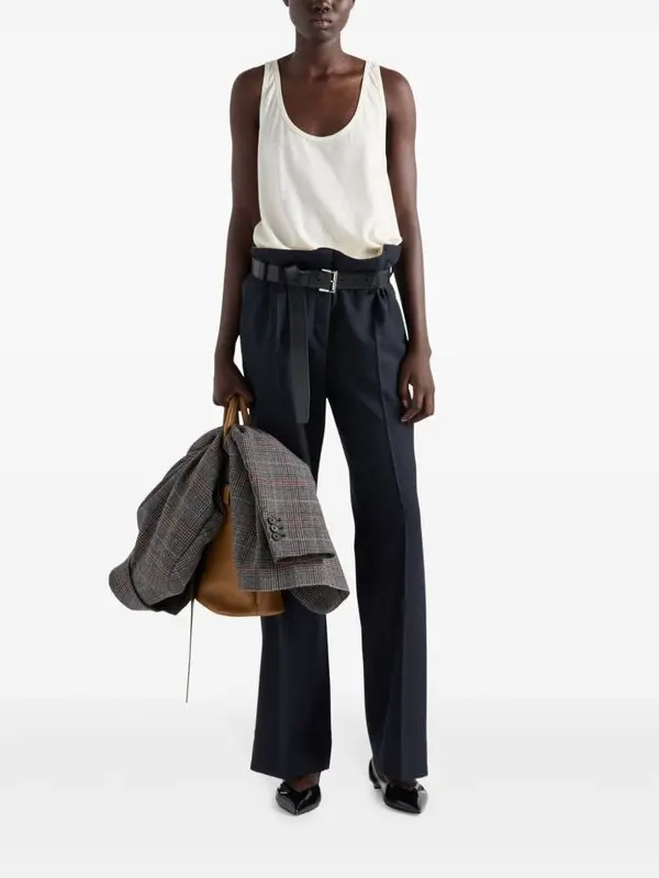 Prada Ribbed Knit Tank Top - Neutrals