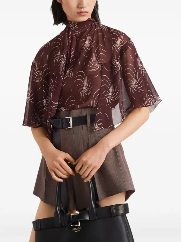 Prada Pussy Bow Georgette Blouse